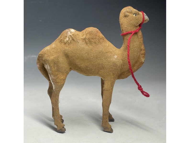 RARE Antique 2 Hump Putz German Nativity Camel Flocked Christmas Decor ...