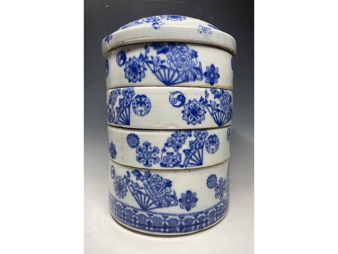 Japanese Antique Meiji Era (c. 1880) Stacking Porcelain Jubako Bento ...