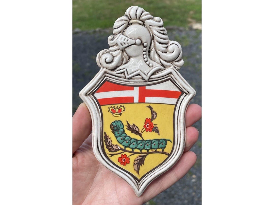 Vintage Catepillar Insect Shield Crest Wall Plaque Italy Heraldic ...