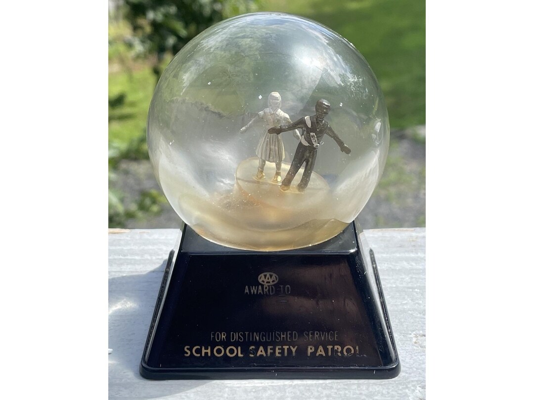Mid-century Modern Retro Glass Globe AAA Advertising Snow Globe Safety ...