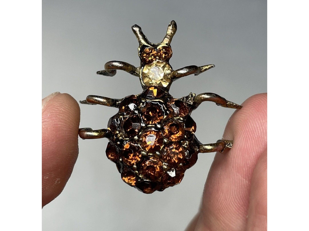 Vintage Czech Insect Bug Crystal Rhinestone Brooch Jewelry Accent Decor ...