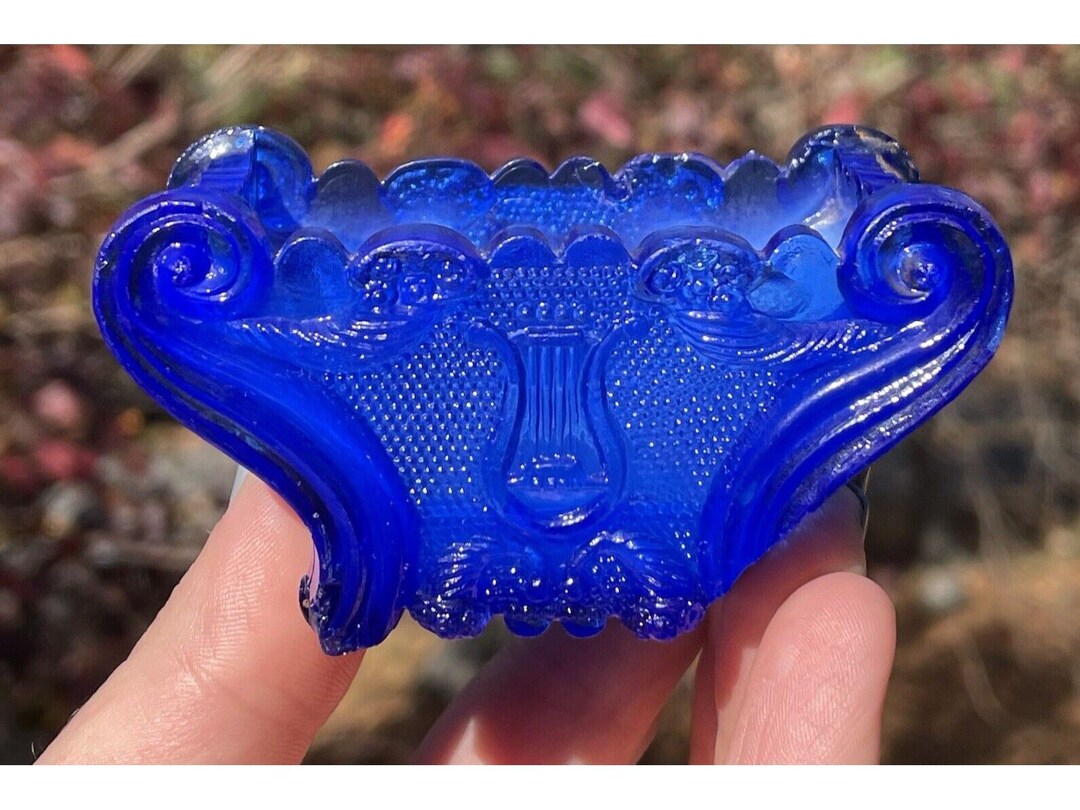 RARE Antique Boston & Sandwich Glass "lyre" Open Master Cobalt Slag ...