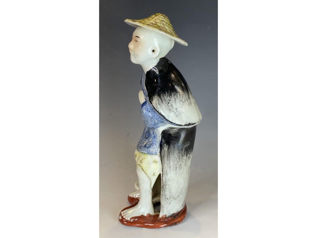 Antique - Vintage Early 20th C. Porcelain Asian Man Figurine W Hat ...