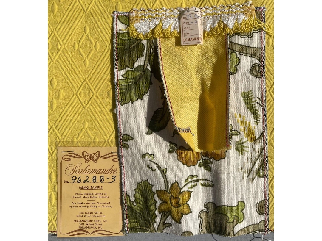 Mid-century Modern French Yellow Fabric Sewing USA Scalamandre Silks ...