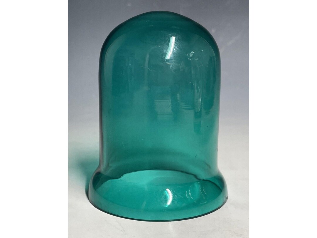 Vintage Green Glass Round Bottom Bud Vase Cloche Dome Decor Mid-century ...