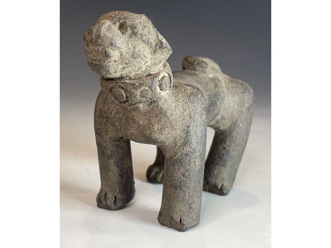 Vintage Pre Columbian Reproduction Blackware Jaguar Figurine Pottery ...