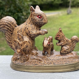 Antique - Vintage Early 20th C. Brass Painted Squirrel Forest Scene ...