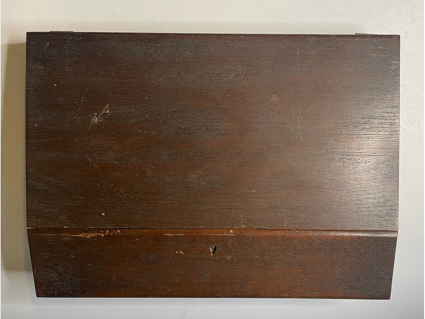 Antique English Wooden Velvet Slant Top Writing Letter Box Traveling ...