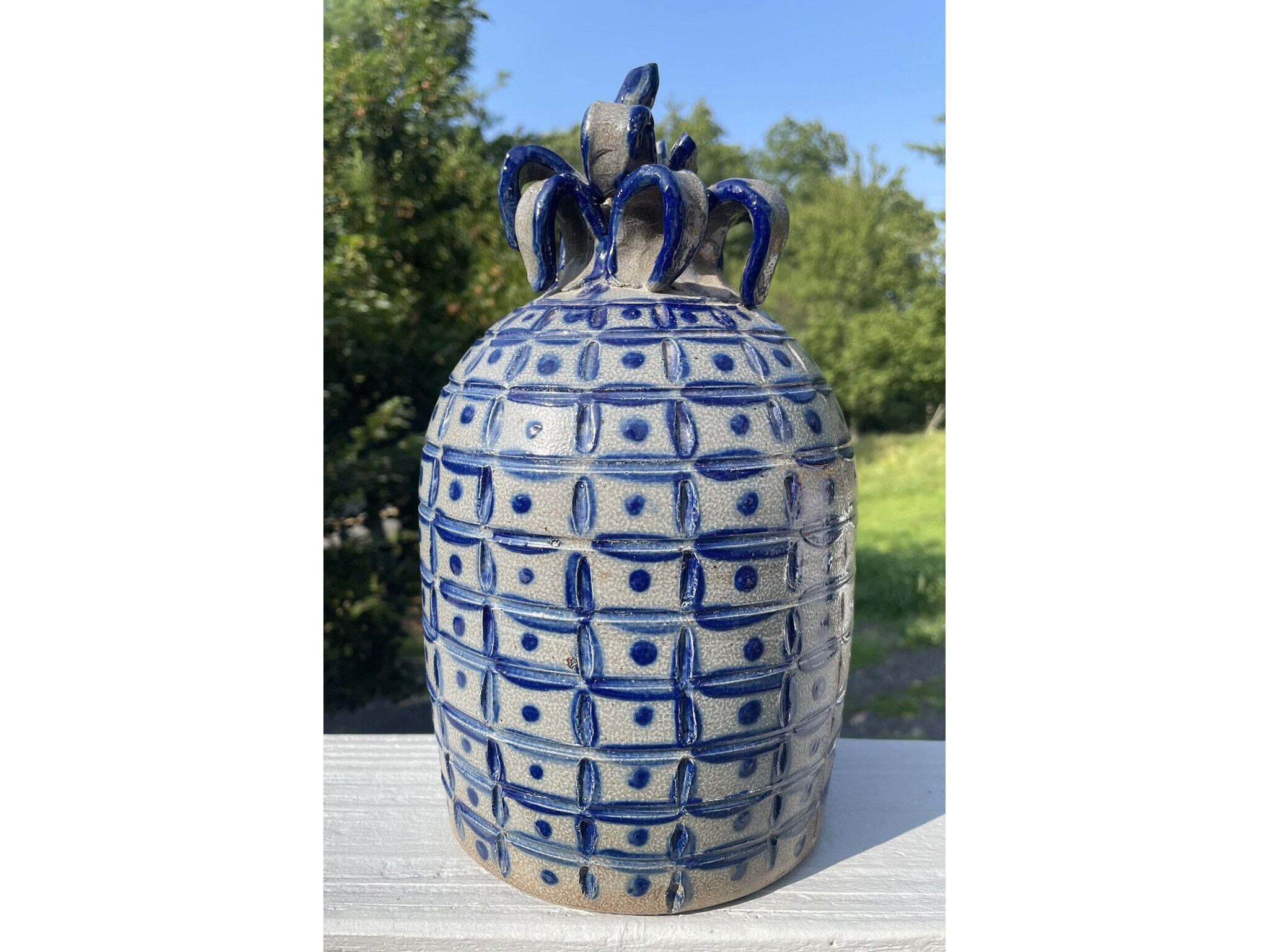 RARE Dave Eldreth Vintage Salt Glaze Grey Blue Stoneware Figural ...