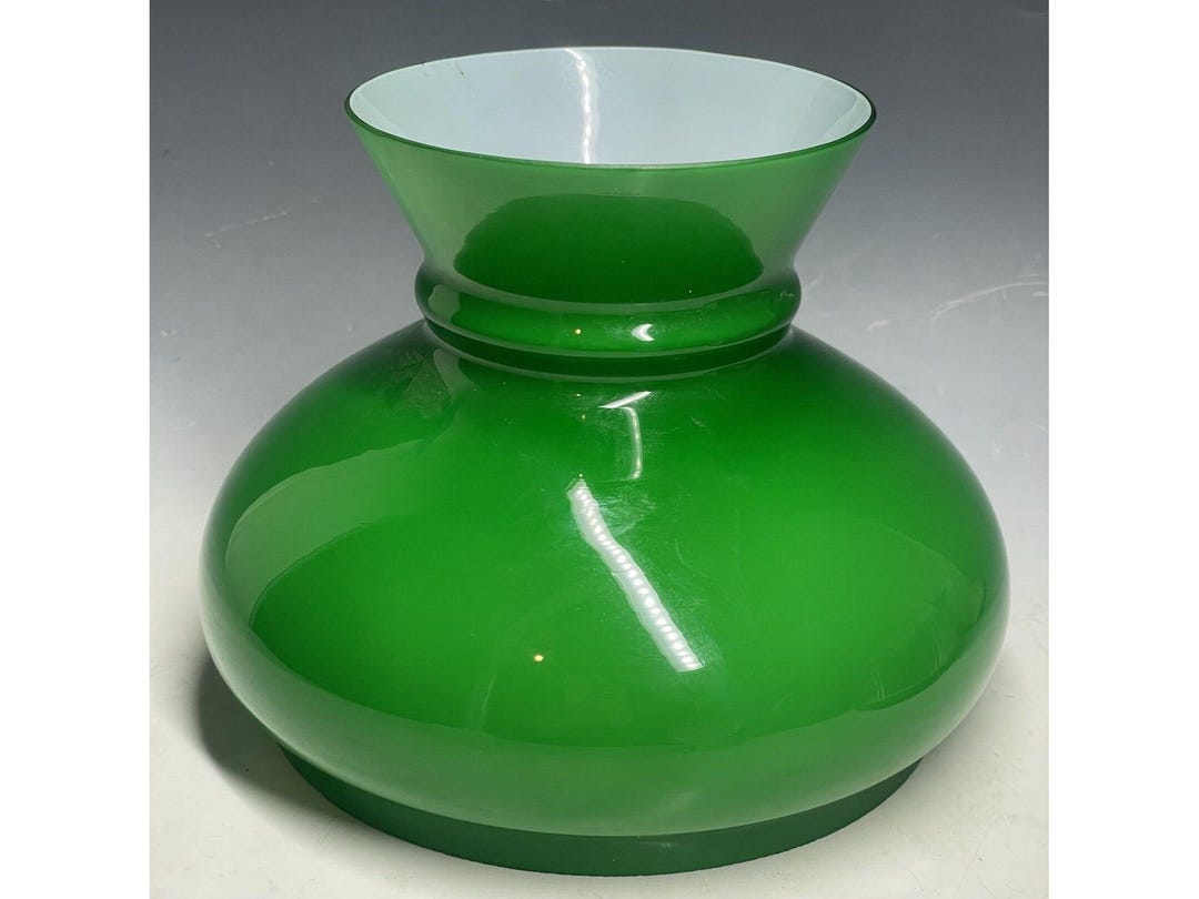 Vintage Case Glass Green Over White Student Lamp Shade 5 7/8'' Fitter ...