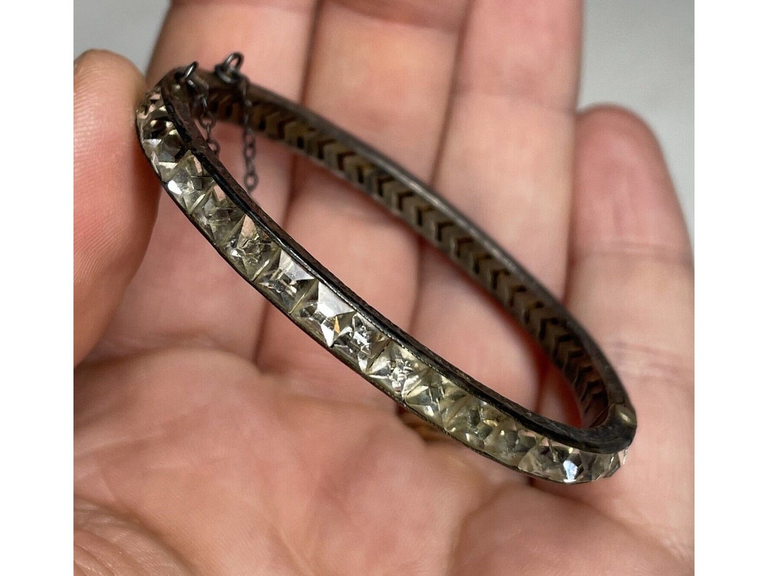 Antique Art Deco Sterling Silver 1920's Channel Set Bright White Paste ...