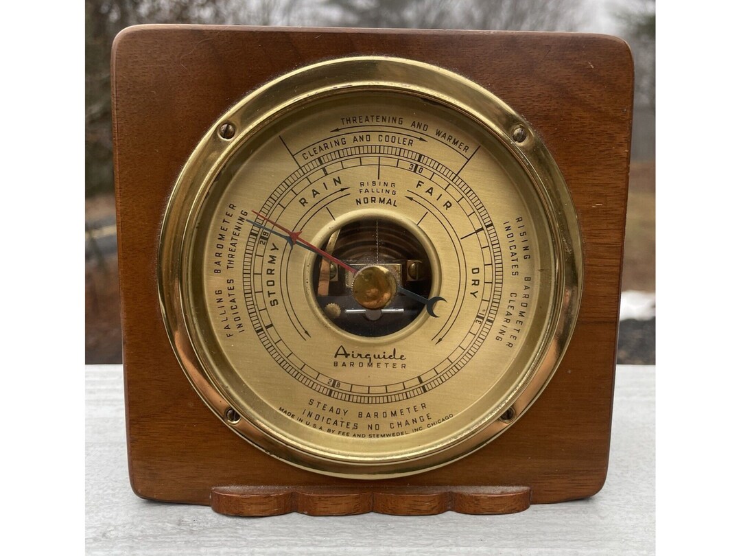 Vintage Airguide Instrument Barometer Desk Model in Wooden Case Mcm ...