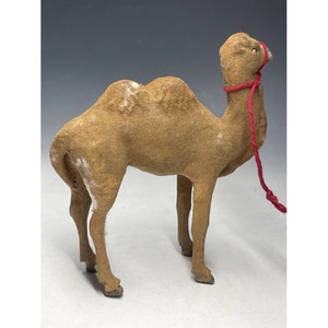 RARE Antique 2 Hump Putz German Nativity Camel Flocked Christmas Decor ...