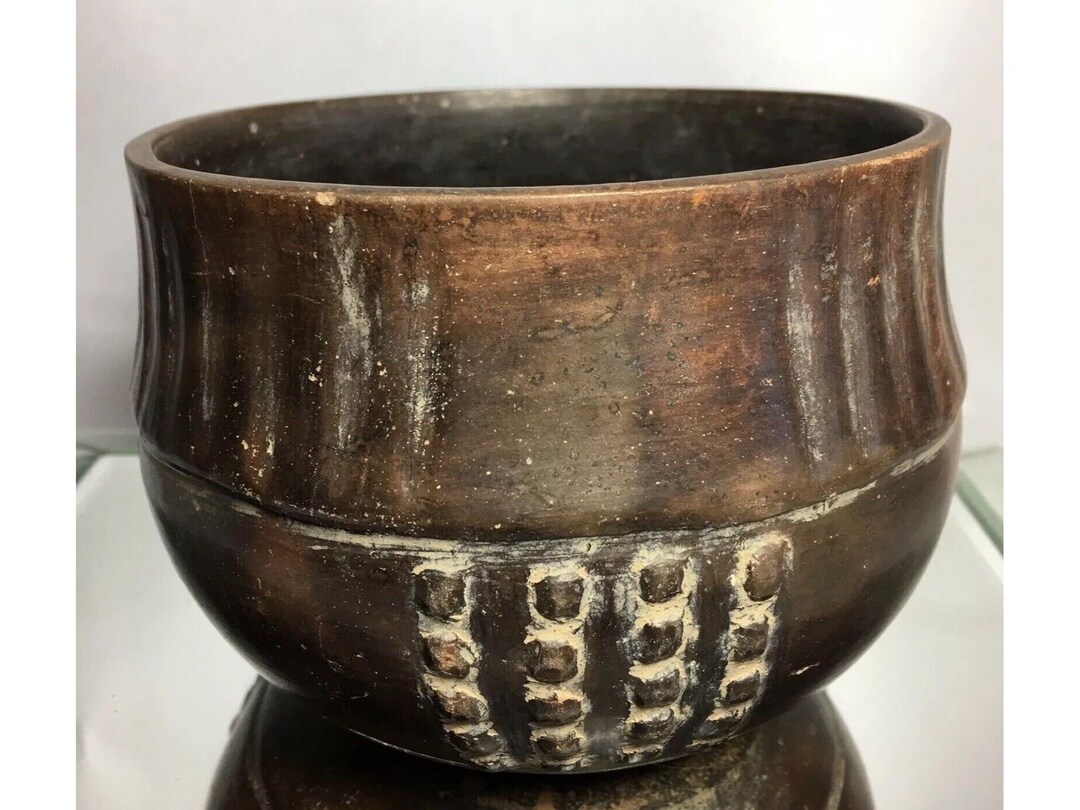 Large Pre-columbian Bowl Brown Orange Glaze Artifact Inca Vera Cruz ...