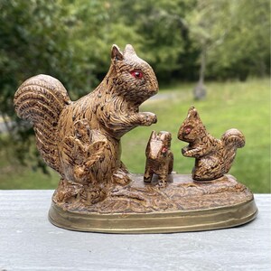 Antique - Vintage Early 20th C. Brass Painted Squirrel Forest Scene ...