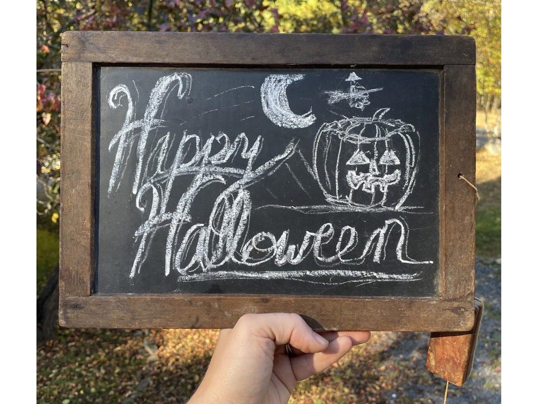 Antique Double-sided Child's Slate Chalkboard School Handheld With ...