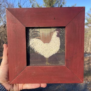Vintage Folk Art Hand Painted Chicken Rooster Primitive Rustic A ...