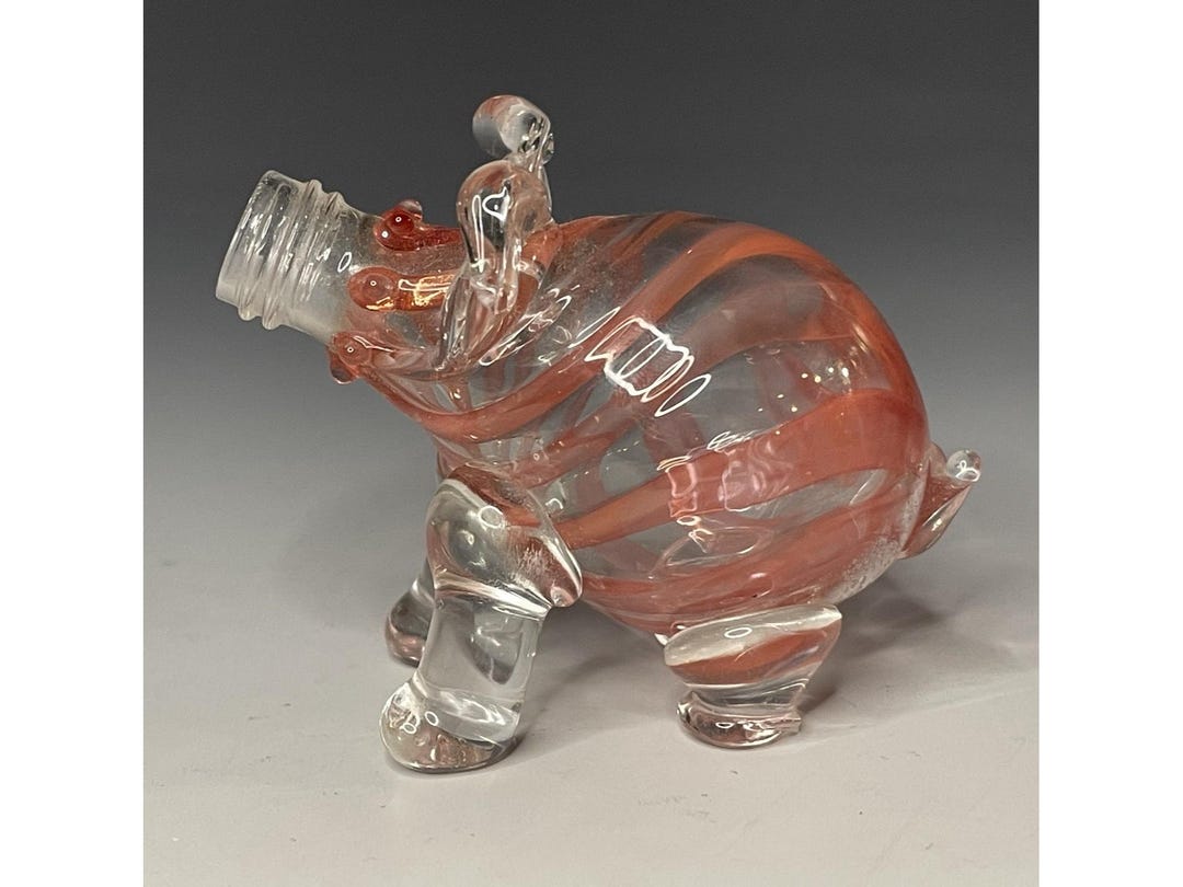 Hand Blown Art Glass Salt / Pepper Shaker Pig Figural Animal Whimsy ...