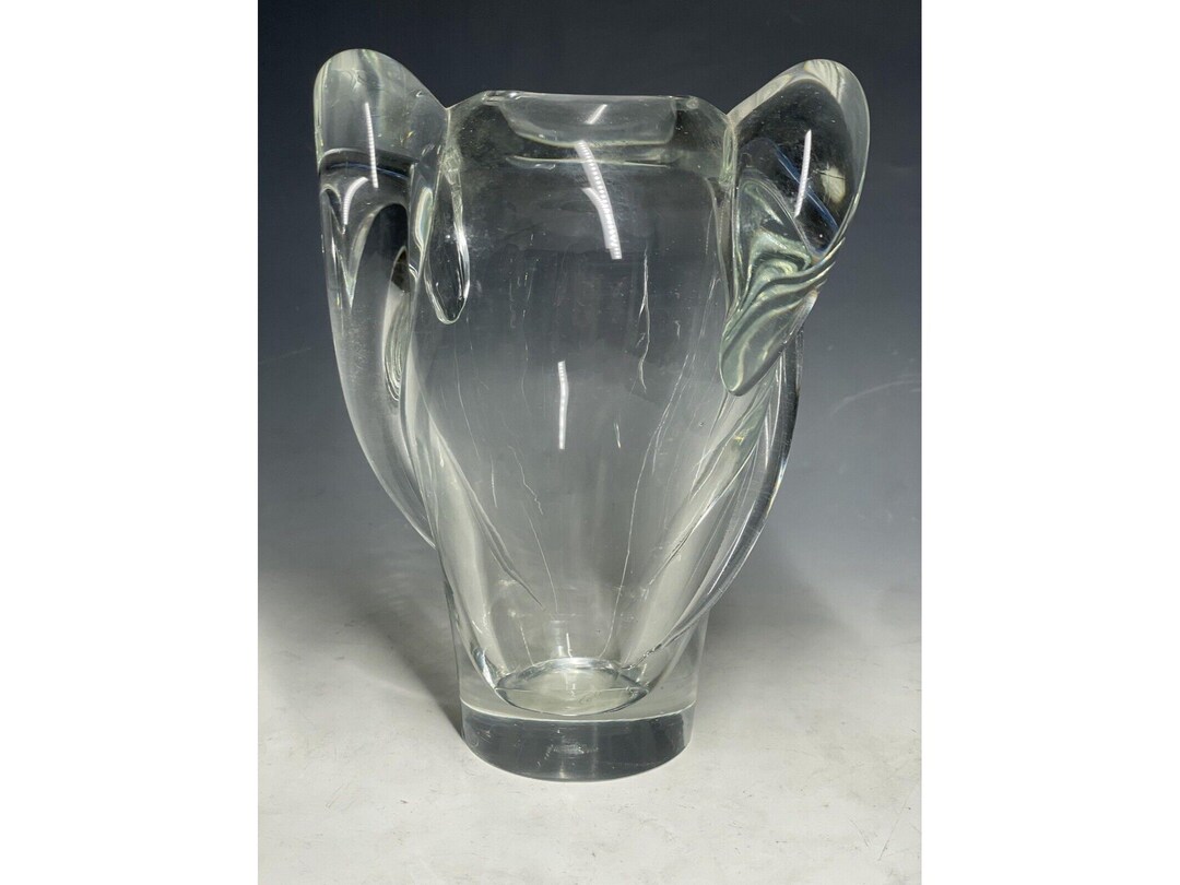 Vintage Handblown Clear Glass Applied Shoulder Flower Vase Decor - Etsy