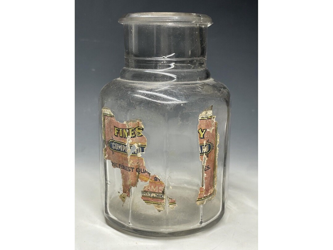 Antique Victorian 19th C. Glass Mustard Jar Clear Bottle Williams ...