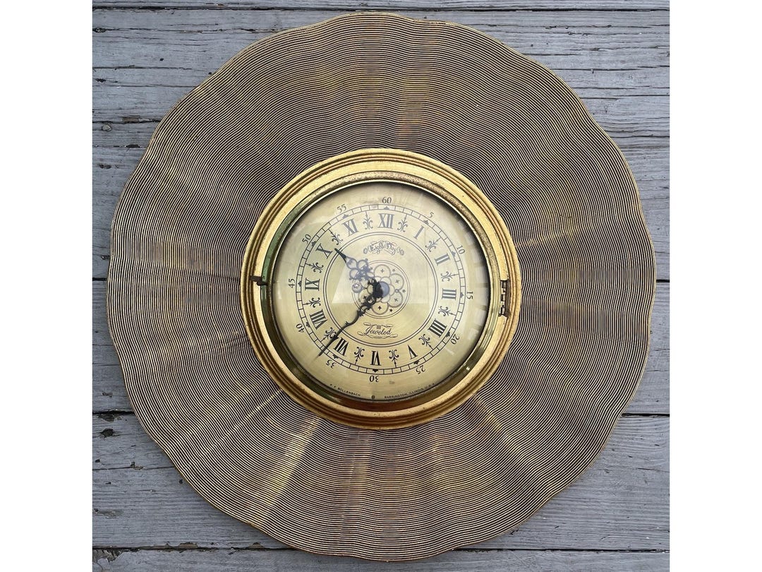 Mid-century Modern 1960s Bollenbach Gold Orb Wooden 8 Day Wall Clock ...
