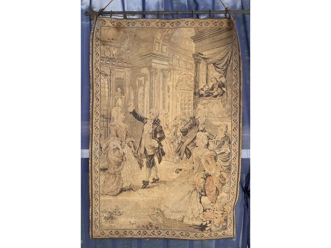 56" X 37" Antique French Wall Tapestry Victorian Edwardian French ...