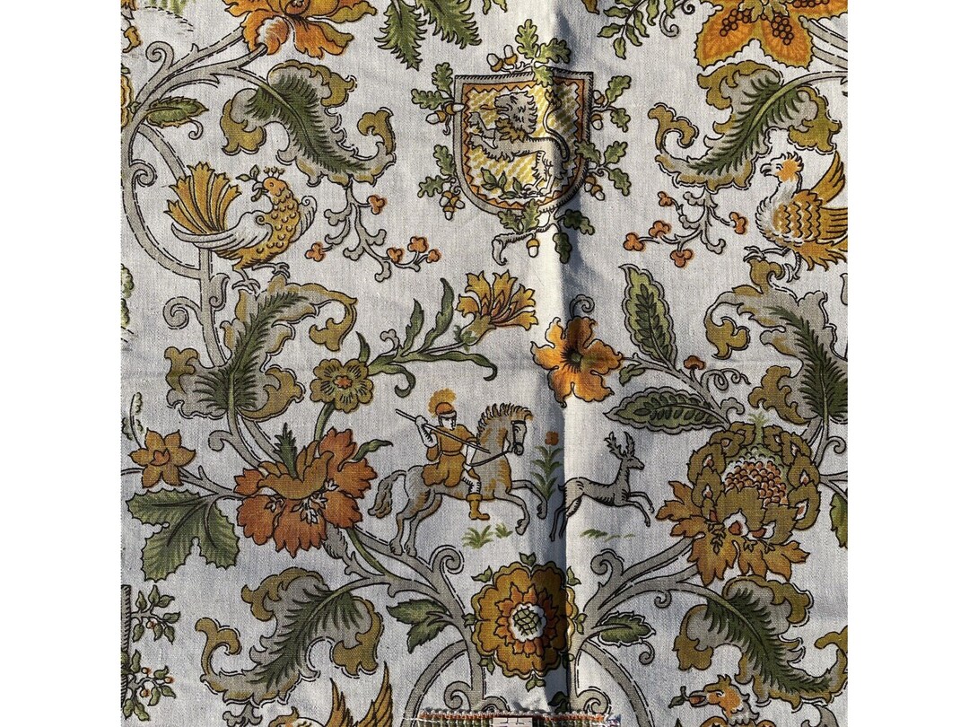 Mid-century Modern Scalamandre Silks Sample Fabric Linen Crest Heraldic ...