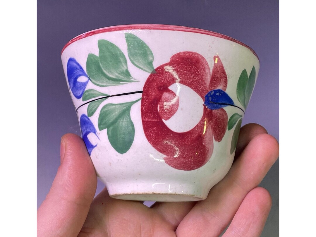 Antique Stick Spatter Spongeware Polychrome English Tea Cup Bowl ...