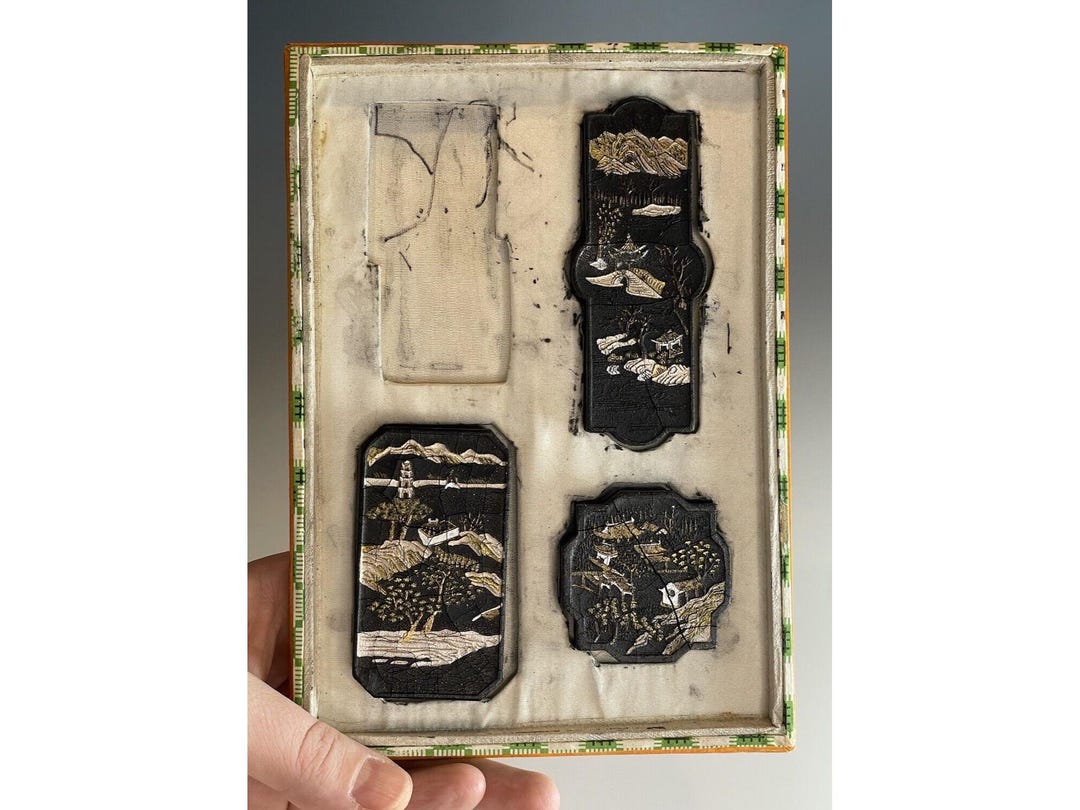 Antique Chinese Polychrome Ink Stone Cakes Early 20th C. Asian ...