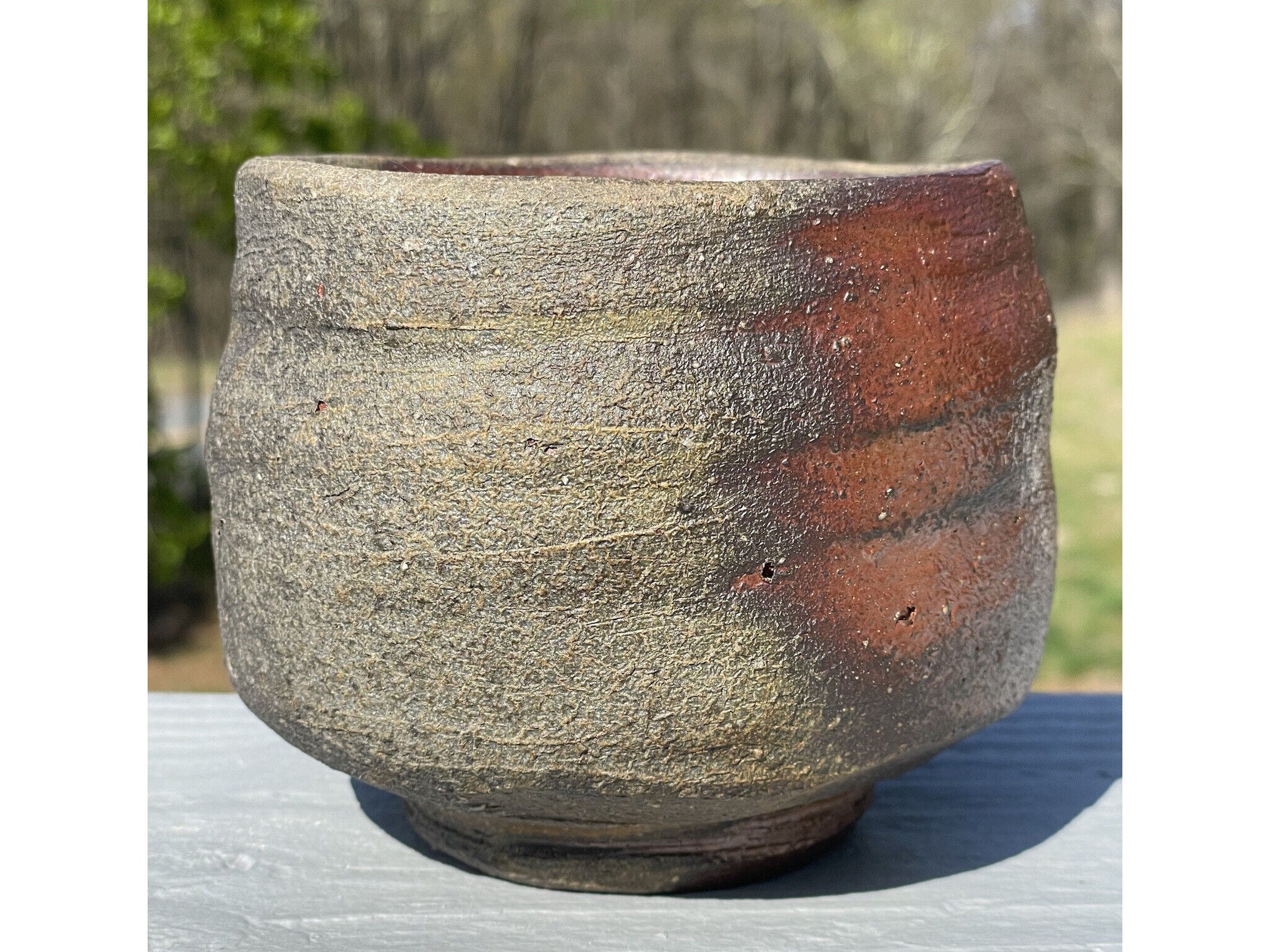 Vintage 20th C. Japanese Bizen Ware Pottery Ash Glaze Bowl Vase Teabowl ...