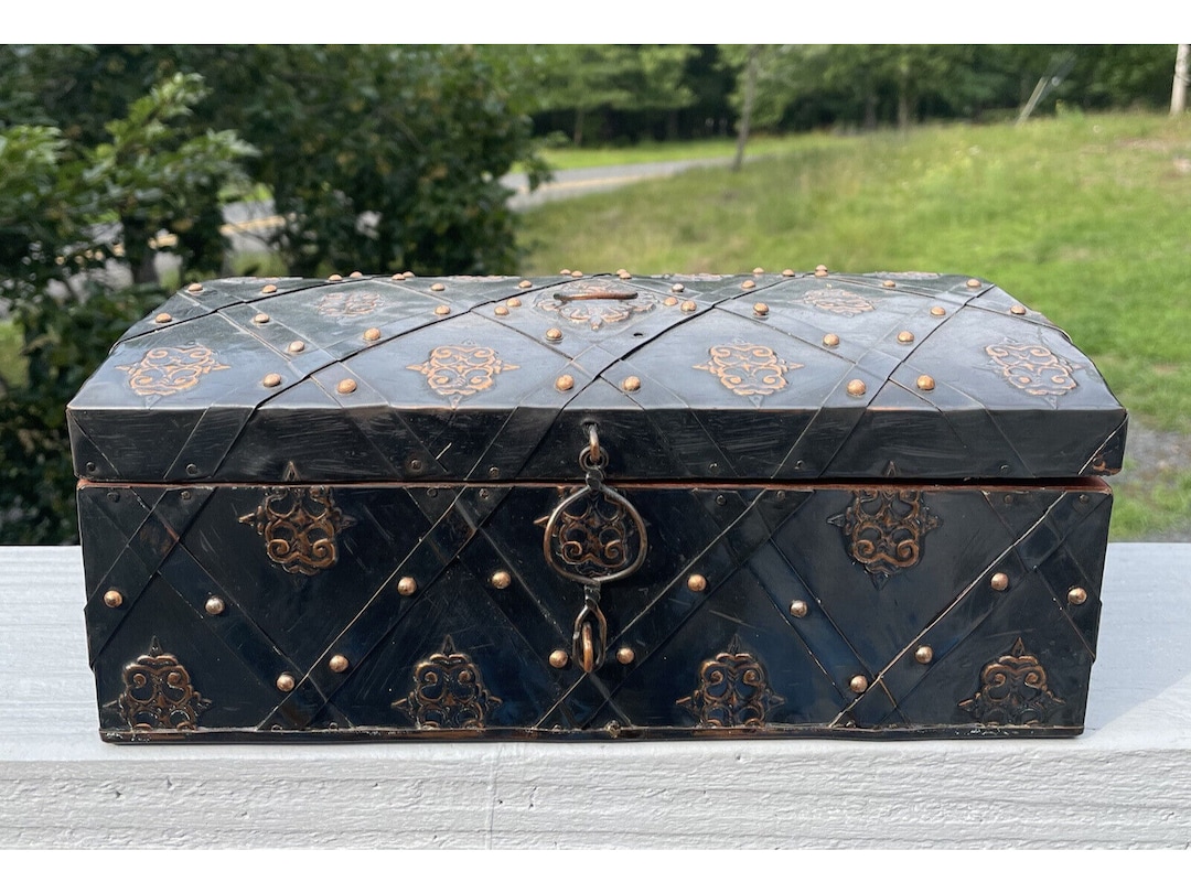 Vintage Hand Made Poland Wroclaw Metal Copper Wooden Box Medieval ...