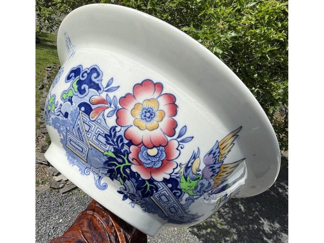 LARGE Antique F. Winkle & Co. Whieldon Ware Bowl 'pekin' Pattern Wash ...