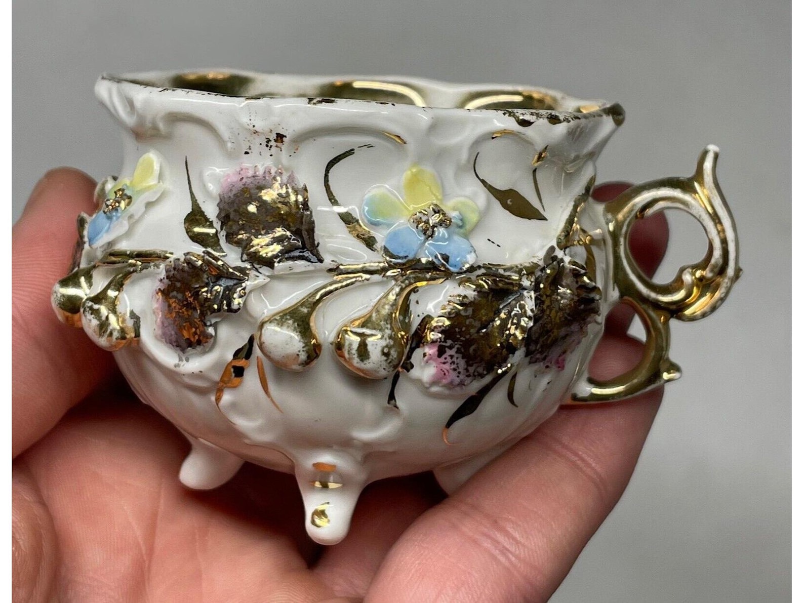 Antique Porcelain Demitasse Teacup Floral Victorian Gilt European Tea ...