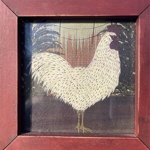 Vintage Folk Art Hand Painted Chicken Rooster Primitive Rustic A ...