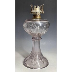 Antique 19th C. Glass Oil Lamp Sawtooth Leaf Pattern - EAPG Victorian ...