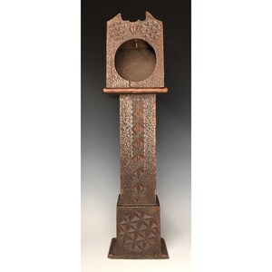 Large Antique Folk Art Wooden Display Case Grandfather Pocket Watch ...