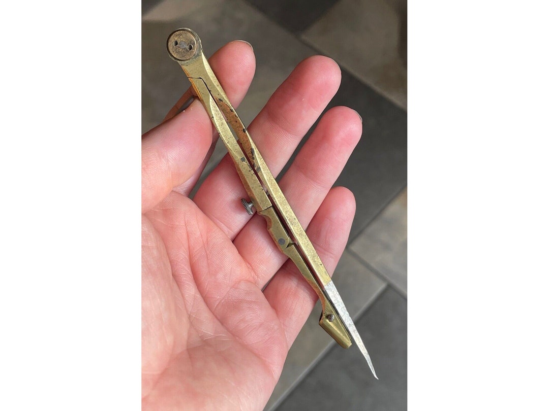 Antique Brass Compass Measuring Drafting Engineering Tool Victorian ...