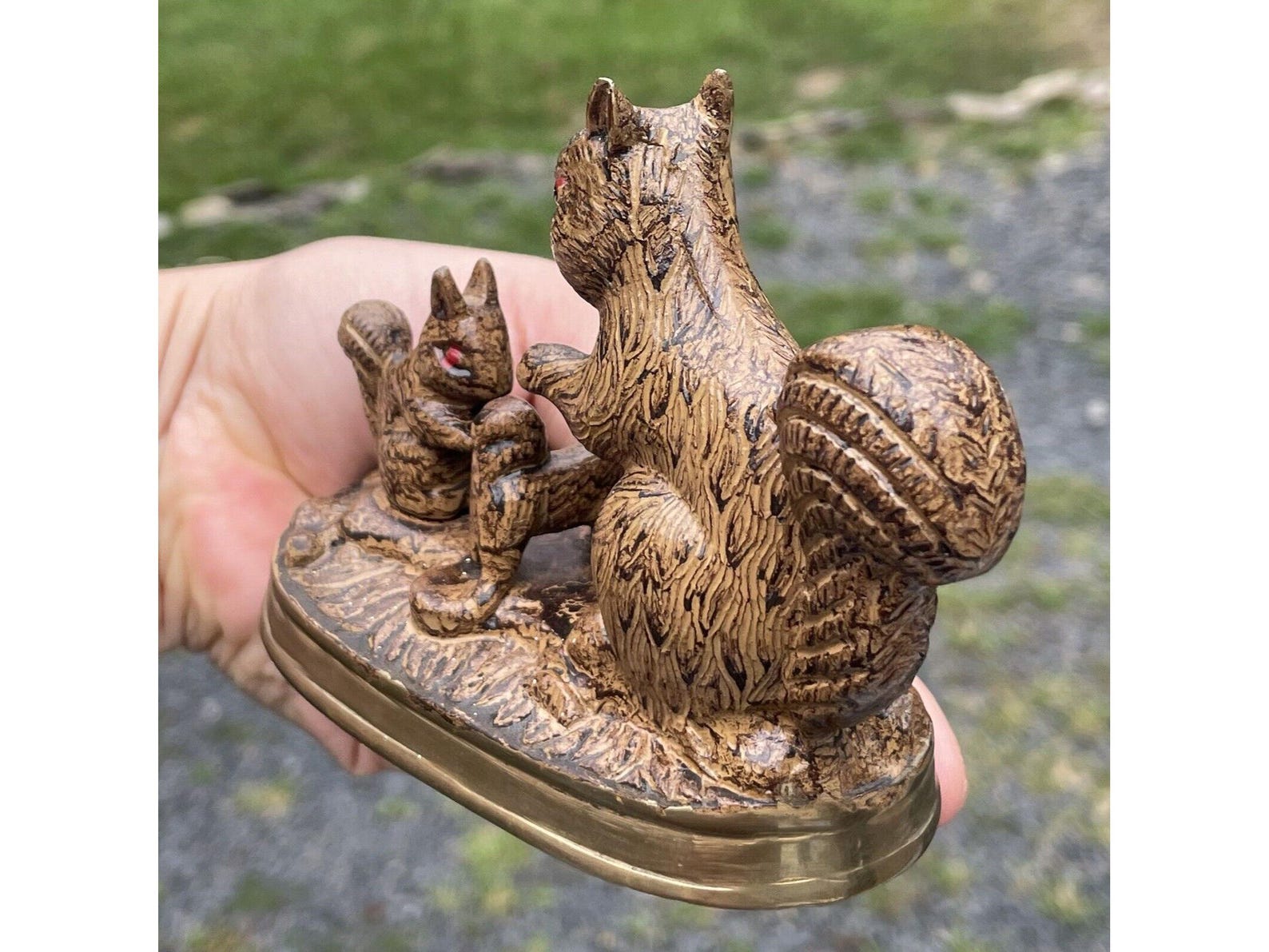Antique - Vintage Early 20th C. Brass Painted Squirrel Forest Scene ...
