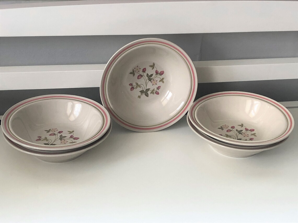 Set of 5 Newcor Vintage Strawberry Bowls Stoneware Ceramic - Etsy