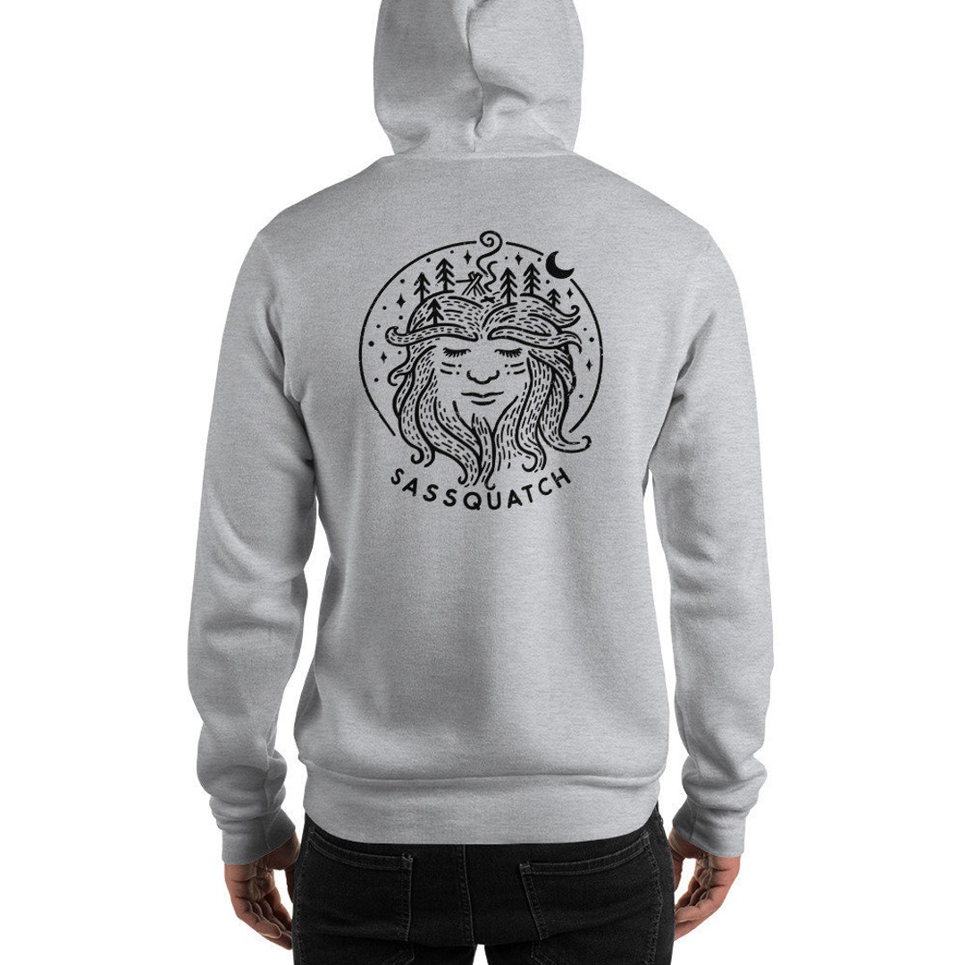 Sass-quatch, Bigfoot, Sasquatch, Hooded Sweatshirt, Image on Back of ...