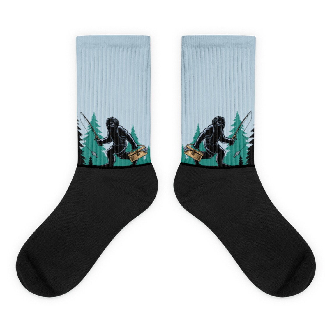 Fishing, Mens Socks, Sasquatch, Funny Socks, Unique Gift, Bigfoot, Yeti ...