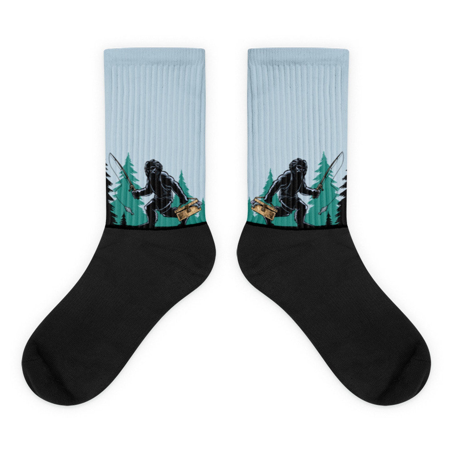 Fishing, Mens Socks, Sasquatch, Funny Socks, Unique Gift, Bigfoot, Yeti ...