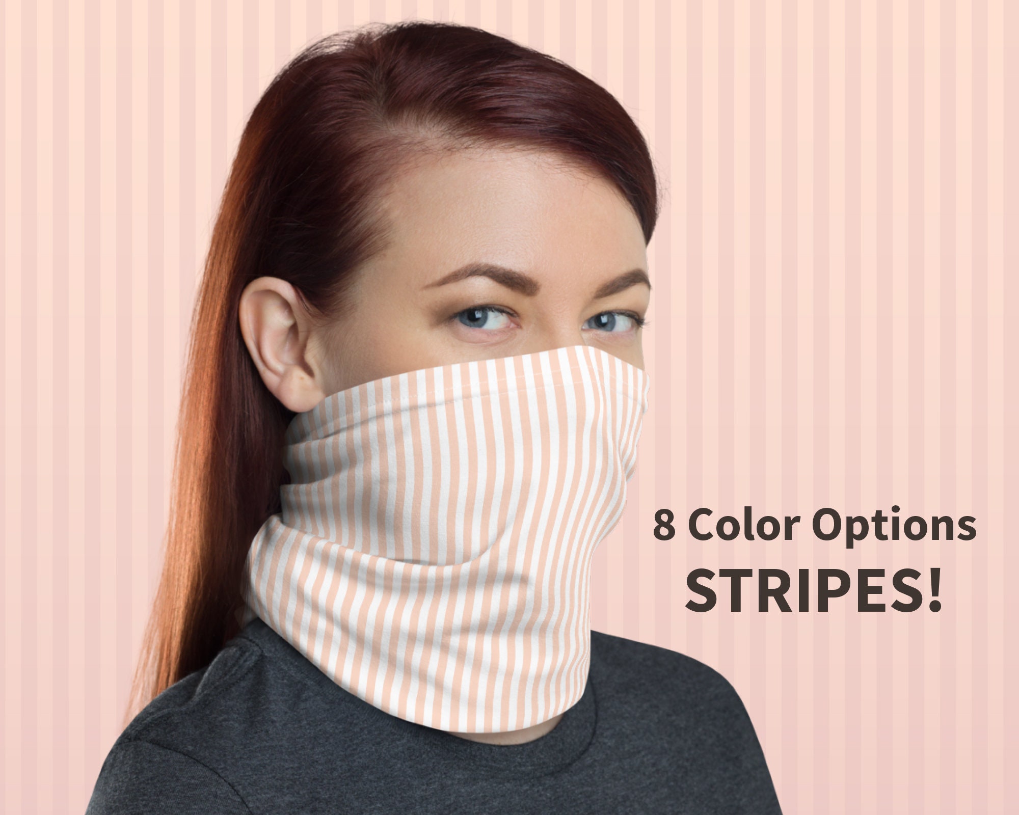 Striped Neck Gaiter Face Cover | Dust Mask | Tube Bandana | Cloth Face ...