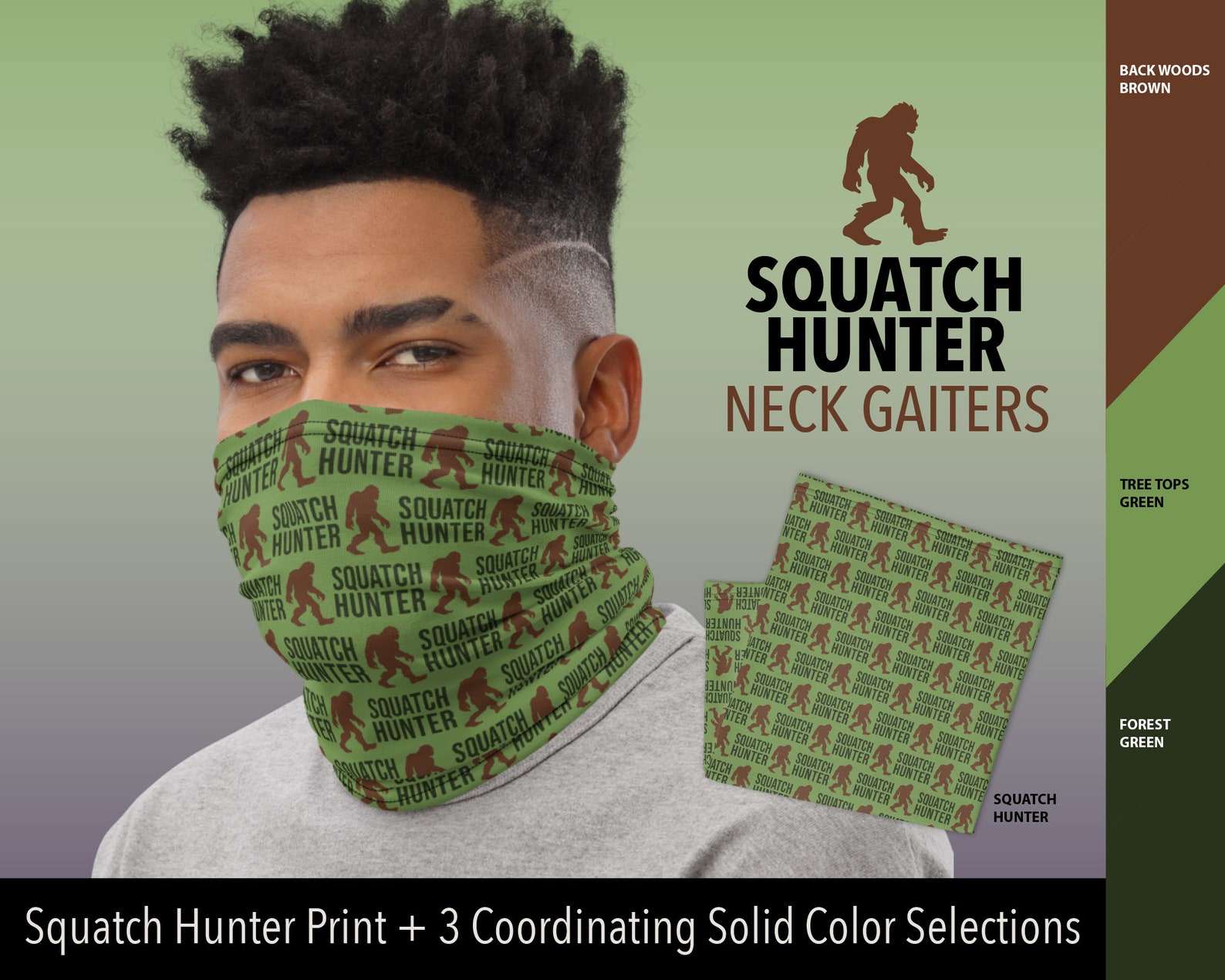 Bigfoot Neck Gaiter | Squatch Hunter Face Cover | Sasquatch Dust Mask ...