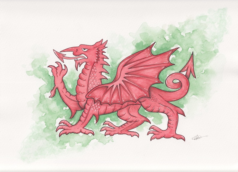 Welsh Dragon Flag Watercolour Painting | A4 | Prints Available in ...