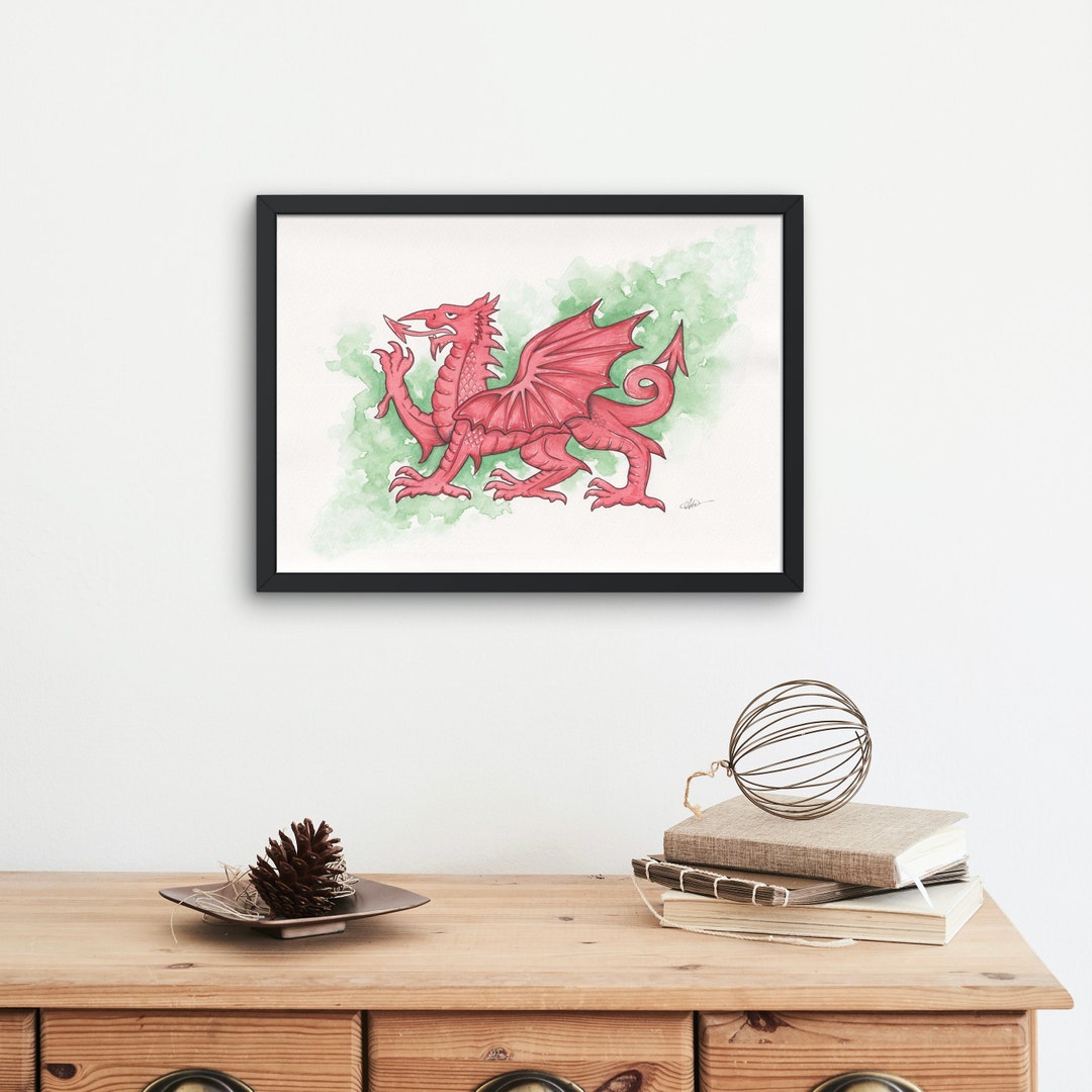Welsh Dragon Flag Watercolour Painting | A4 | Prints Available in ...