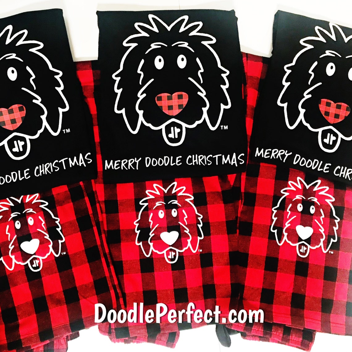 Doodle Pajama Pants Set Personalized Buffalo Plaid Pajamas - Etsy