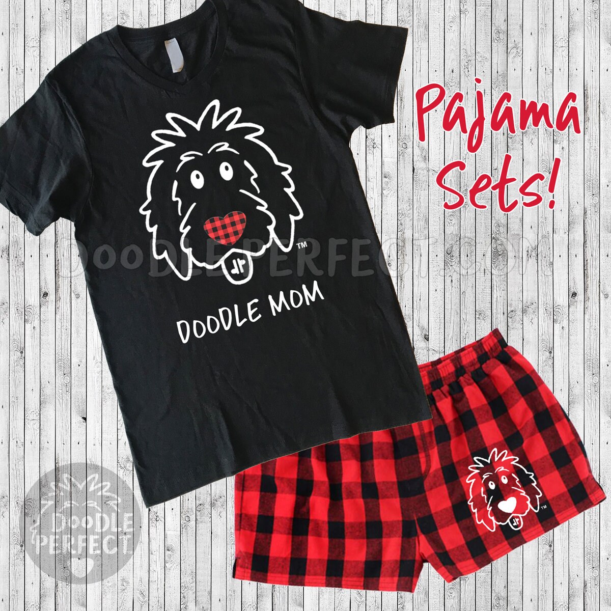 Doodle Pajama Shorts Set Personalized Doodle Pjs Dog Pjs | Etsy