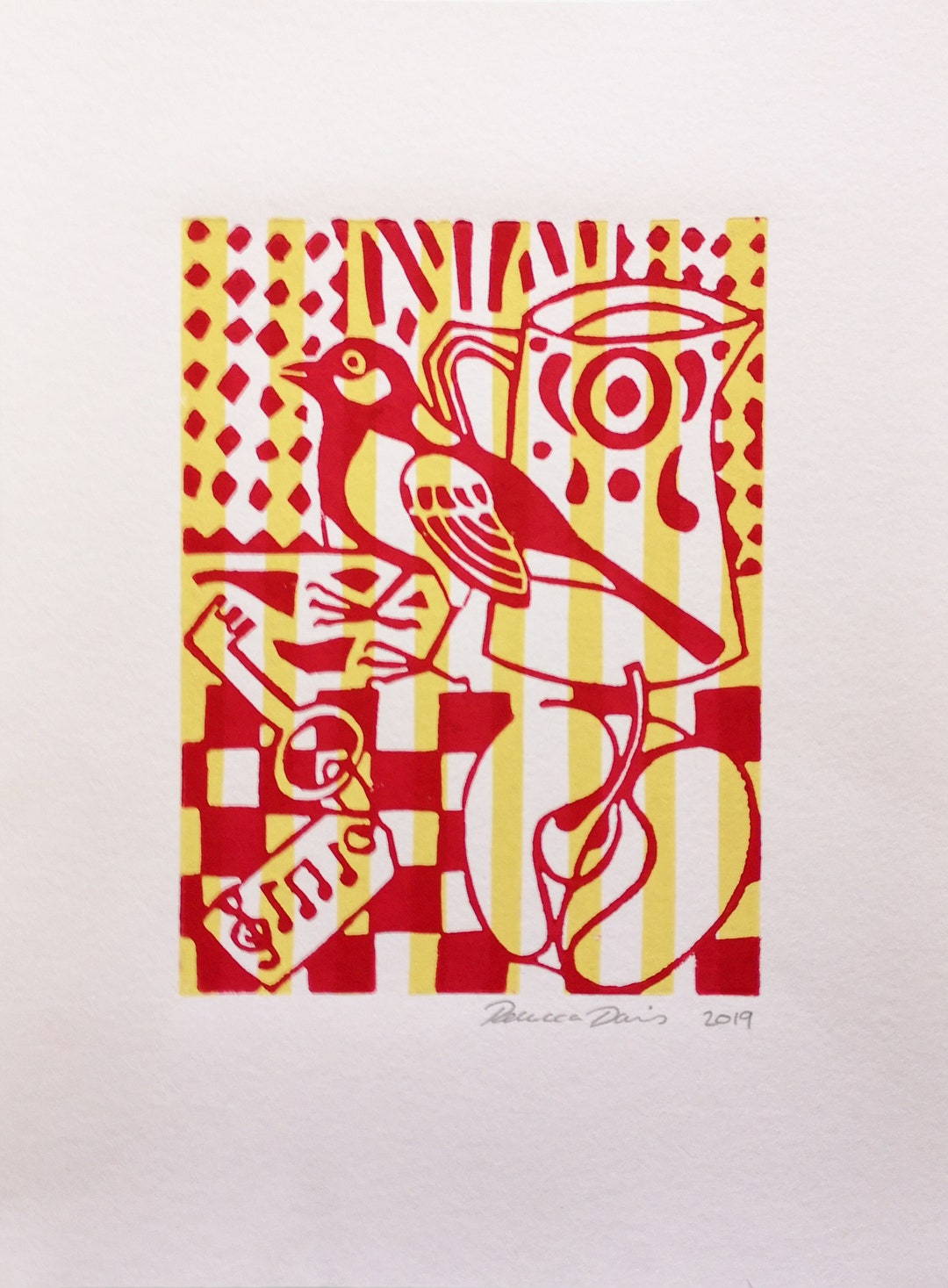 Bird Song 1, Lino Print Limited Edition, UK - Etsy