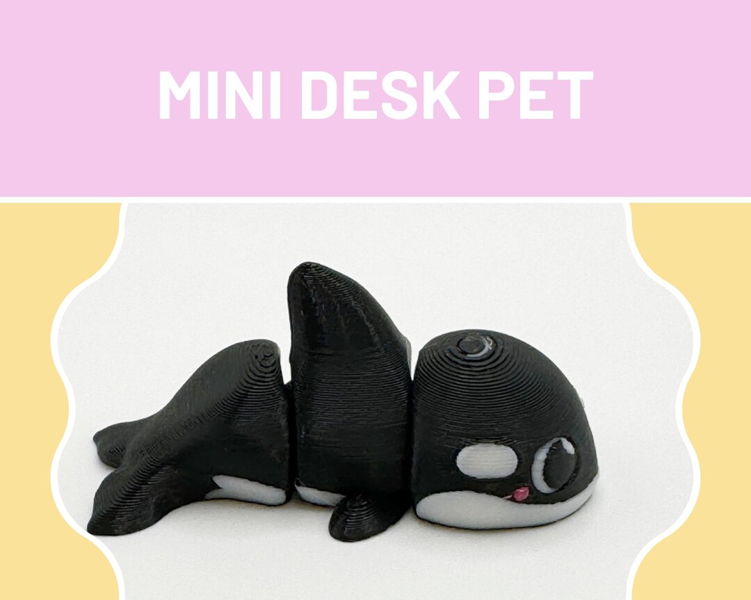Orca Whale Desk Accessories, 3D Printed Desk Pet, Articulating Animal ...